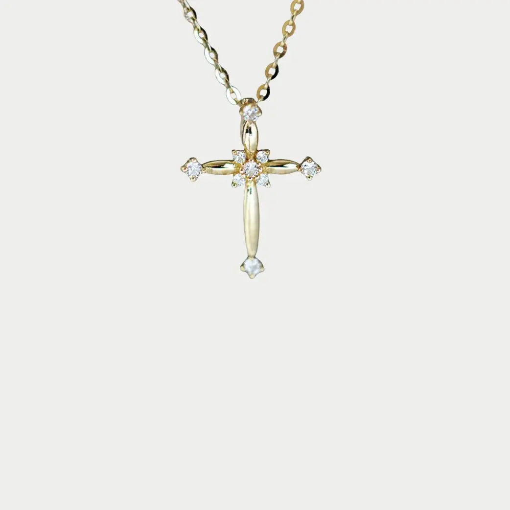 Collier Croix Judith - Argent 925 Plaqué Rhodium – Bijoux Croix